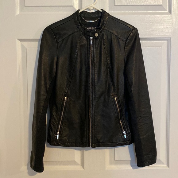 Express | Jackets & Coats | Express Black Faux Leather Moto Jacket ...